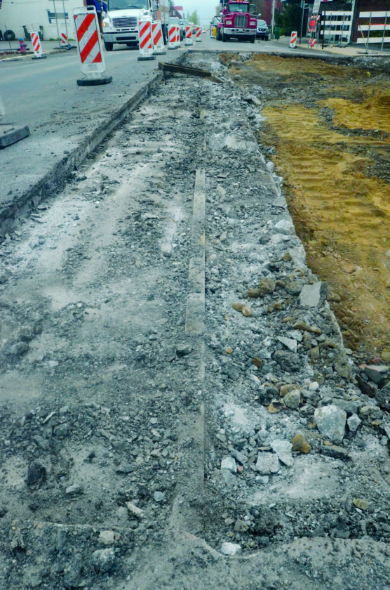 Trolley tracks exposed during construction | News, Sports, Jobs - The ...